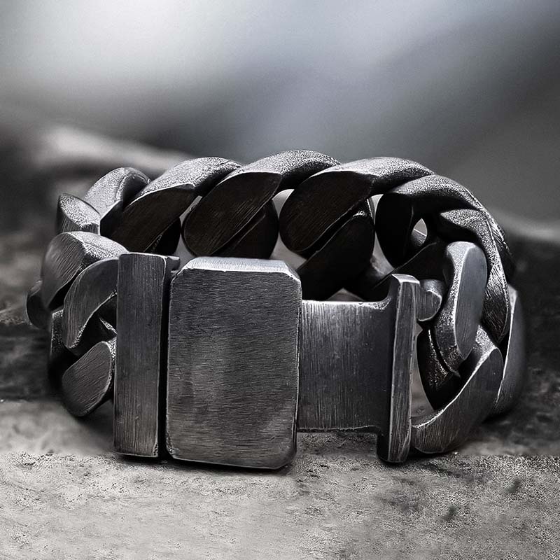 Heavy Black Metal Chain Bracelet - 25mm Width – Outlaws Eager